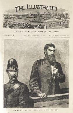 Ned Kelly in the dock at Beechworth, a sketch from life [picture].