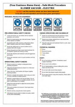 Sample safe work procedures