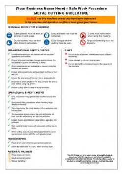 Sample safe work procedures