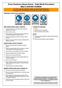 Sample safe work procedures