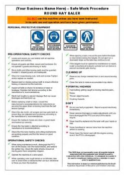 Sample safe work procedures