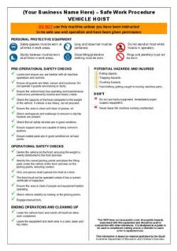 Sample safe work procedures
