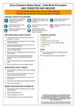 Sample safe work procedures