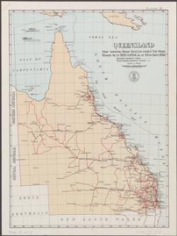 Queensland, map showing road system under "The Main Roads Acts 1920 to ...