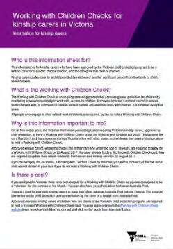 Working with children checks for kinship carers in Victoria ...