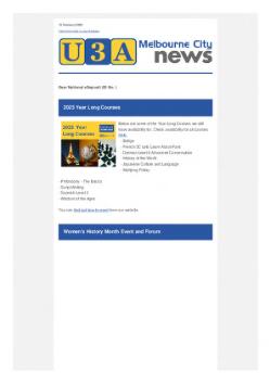 U3A Melbourne City News.