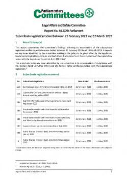 Subordinate legislation tabled between 21 February 2023 and 13 March 2023