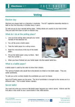 Voting : fact sheet primary school.