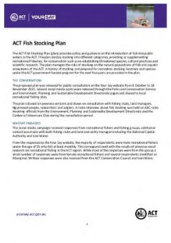 ACT fish stocking plan.
