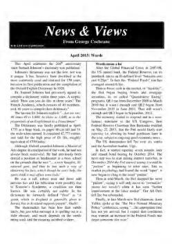 News & views from George Cochrane.