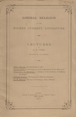 Liberal religion in the higher current literature : lecture