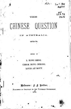 The Chinese question in Australia, 1878-79