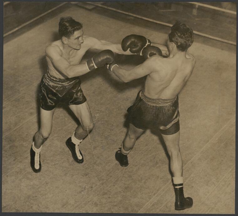 ArchiveGrid : Rudy Cruz and Archie Kemp during their boxing match at ...